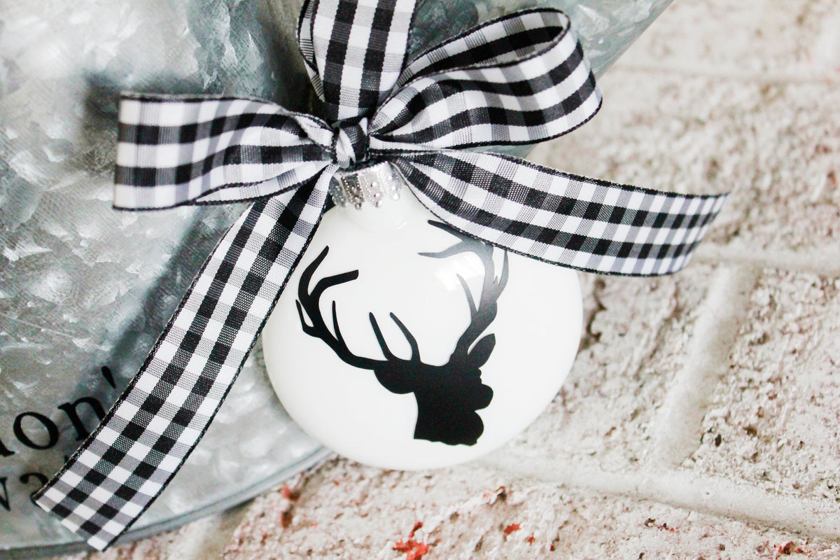Black and white buffalo plaid rustic farmhouse Christmas tree decor, W ...